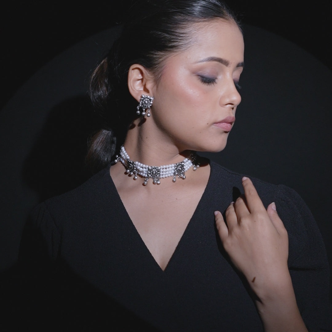 Noor Ghungru Silver Guluband | Silver Pahadi Choker