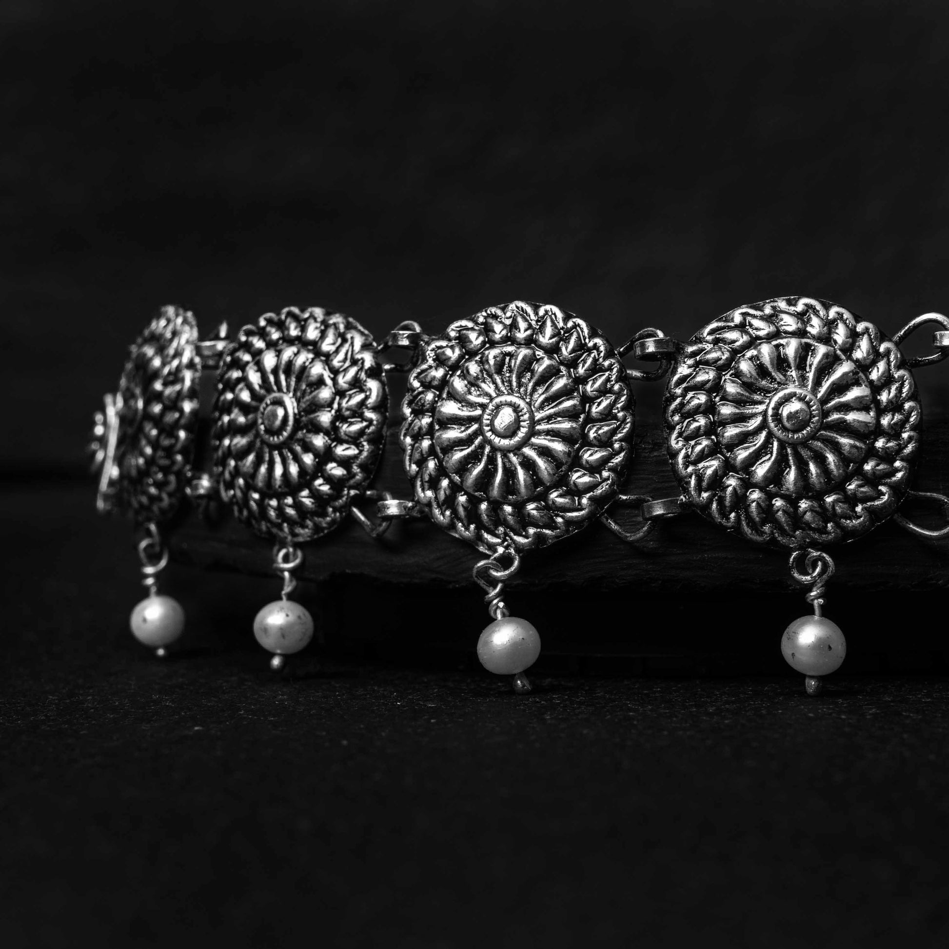 Chakra Pearl Silver Guluband | Silver Choker | Pahadi Jewellery
